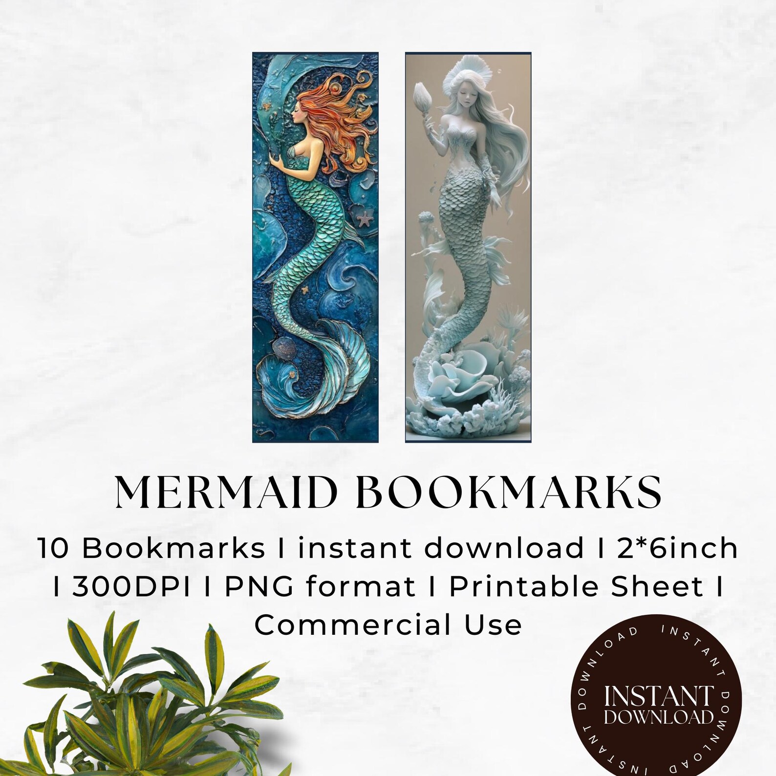 Mermaid Bookmarks, Printable Bookmarks, Fantasy Bookmarks, Bright ...
