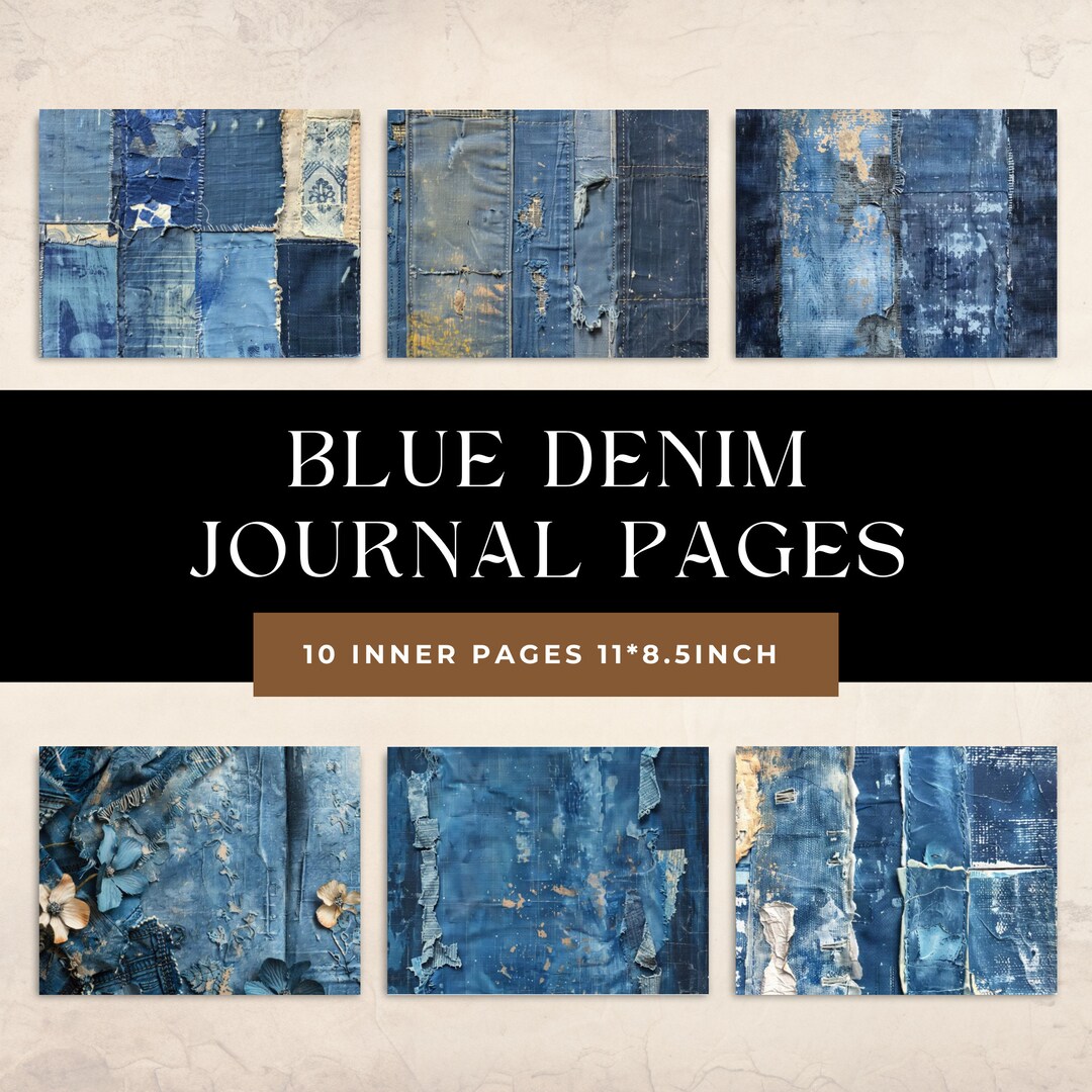Blue Denim Journal Pages - 8.5x11 Inch Printable Scrapbook Papers, Art ...