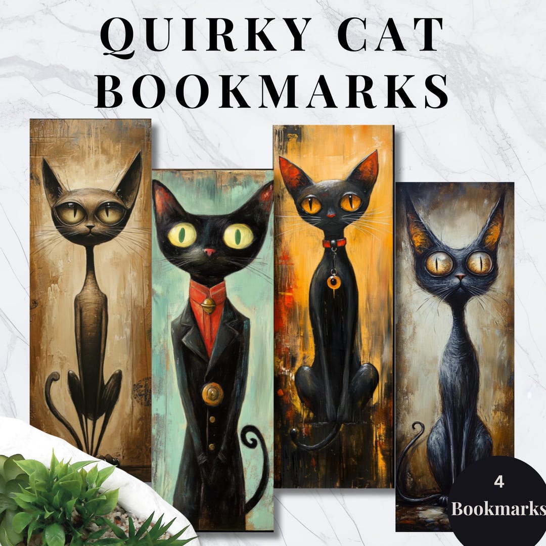 Quirky Cat Bookmark Set - Cute Printable Bookmarks - Cat Lover Gift ...