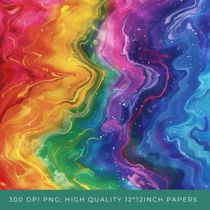 Watercolor Rainbow Digital Paper,rainbow Gradient Digital Paper, Bright ...