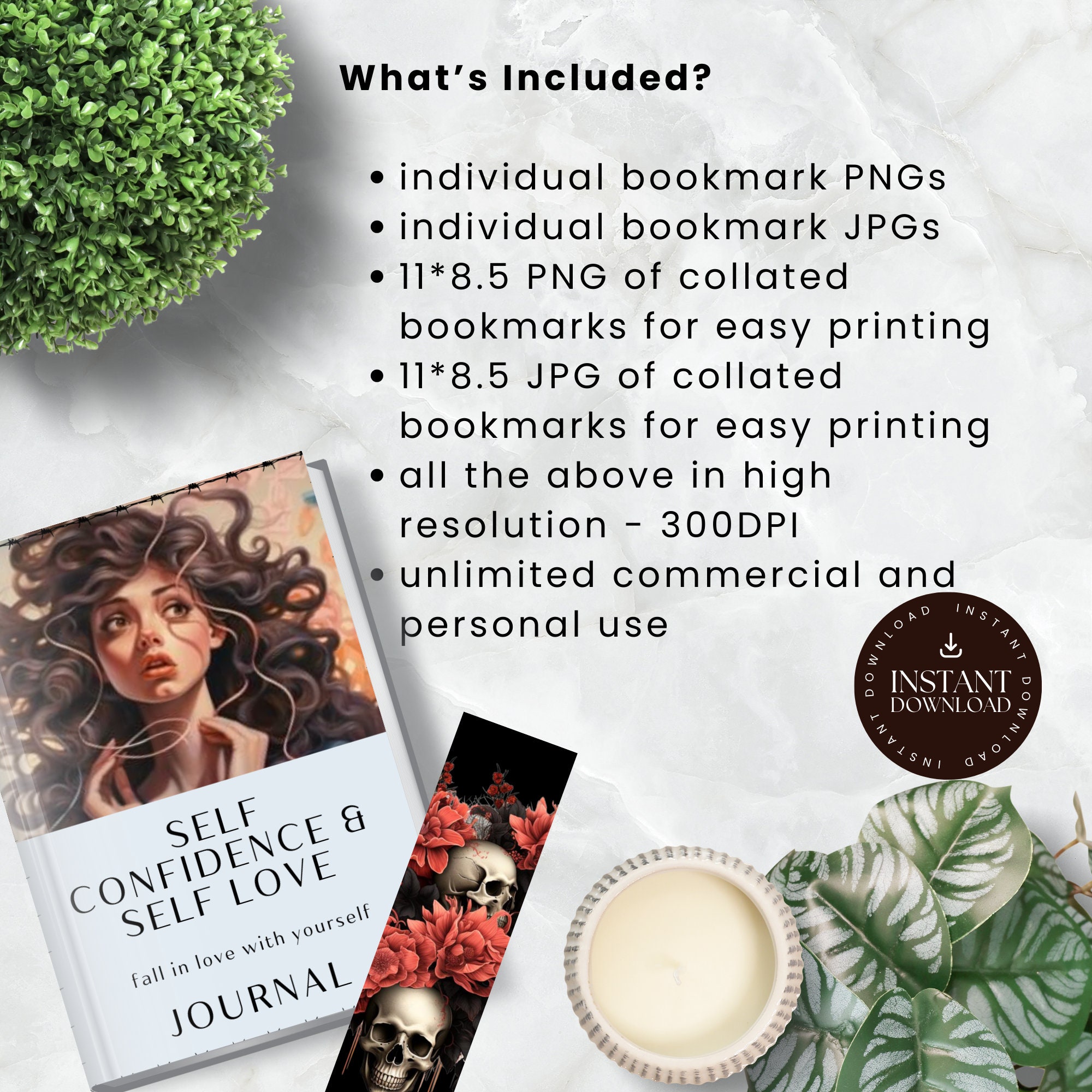 FLORAL Skullhead Bookmarks, Printable Bookmark Sheets, Bookmark ...