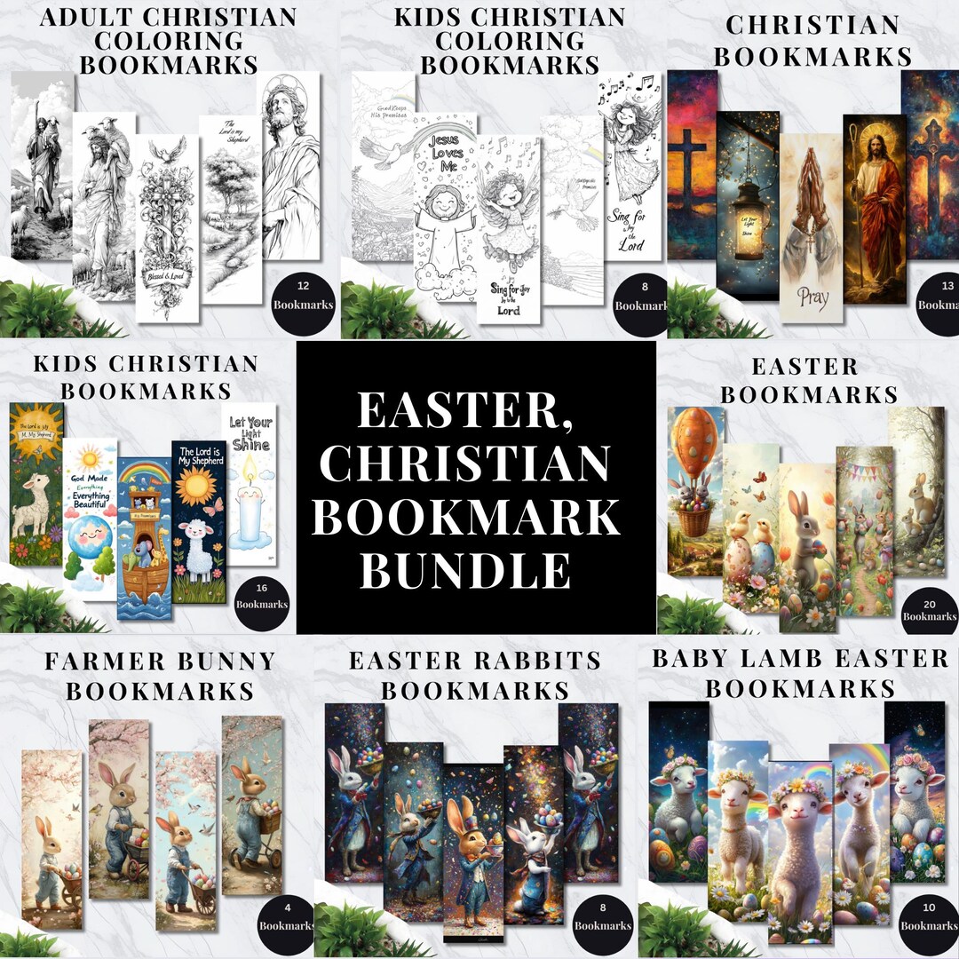 Easter Bookmark Bundle - Printable Easter Bunny Bookmarks - Printable ...