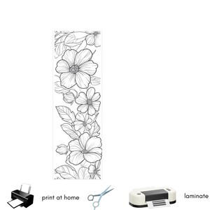 Floral Coloring Bookmarks,colorful Bookmarks, Coloring Bookmark, Kids ...