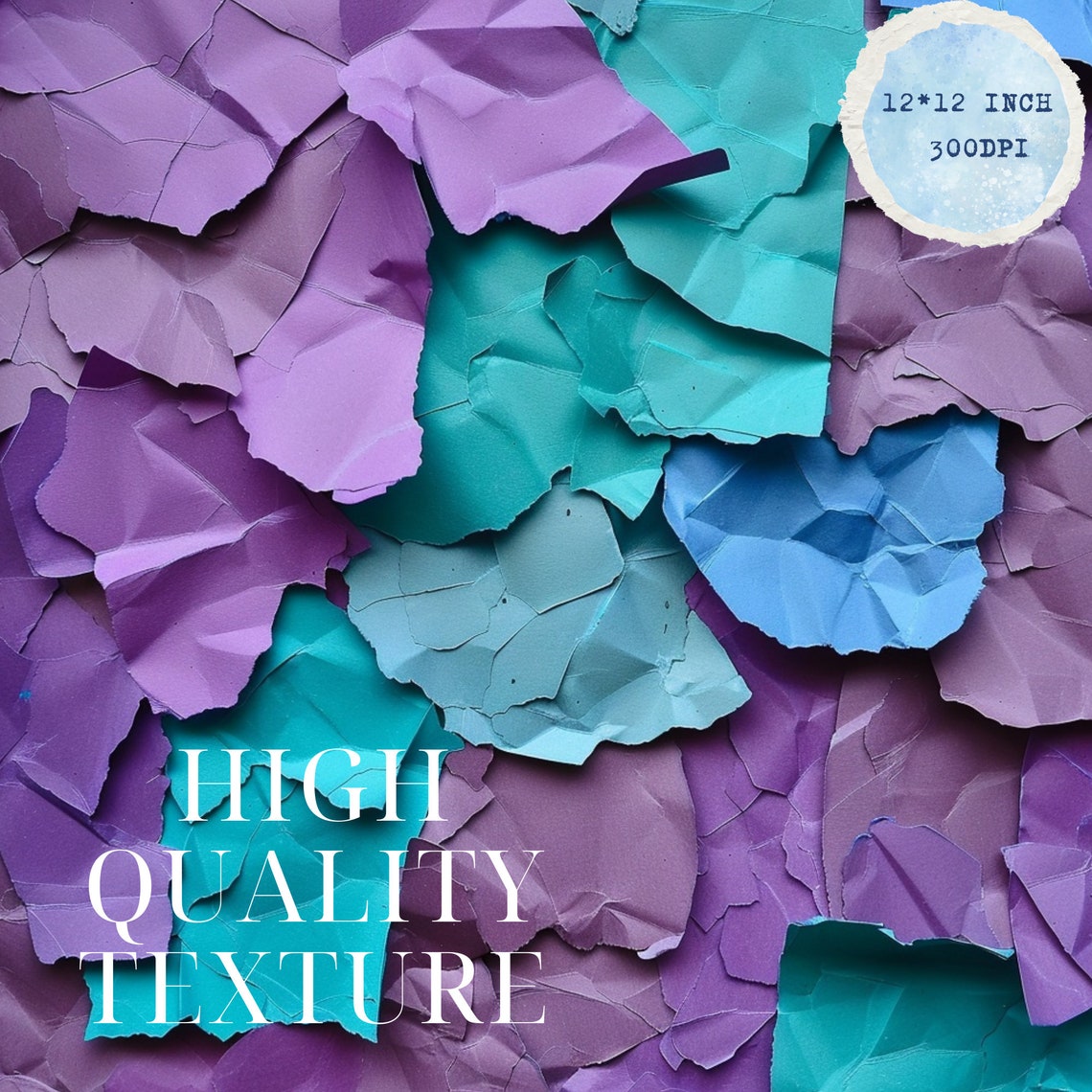 Teal and Purple Digital Paper, Junk Journal Paper, 12*12 Inch, Make-up ...