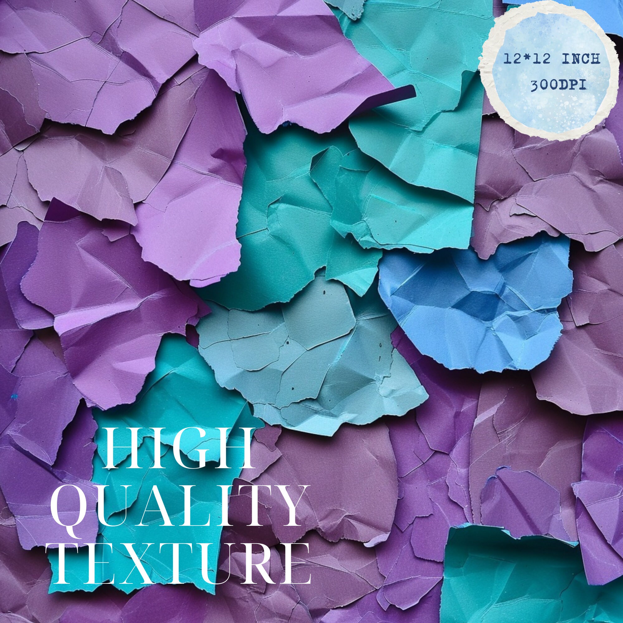 Teal and Purple Digital Paper, Junk Journal Paper, 12*12 Inch, Make-up ...