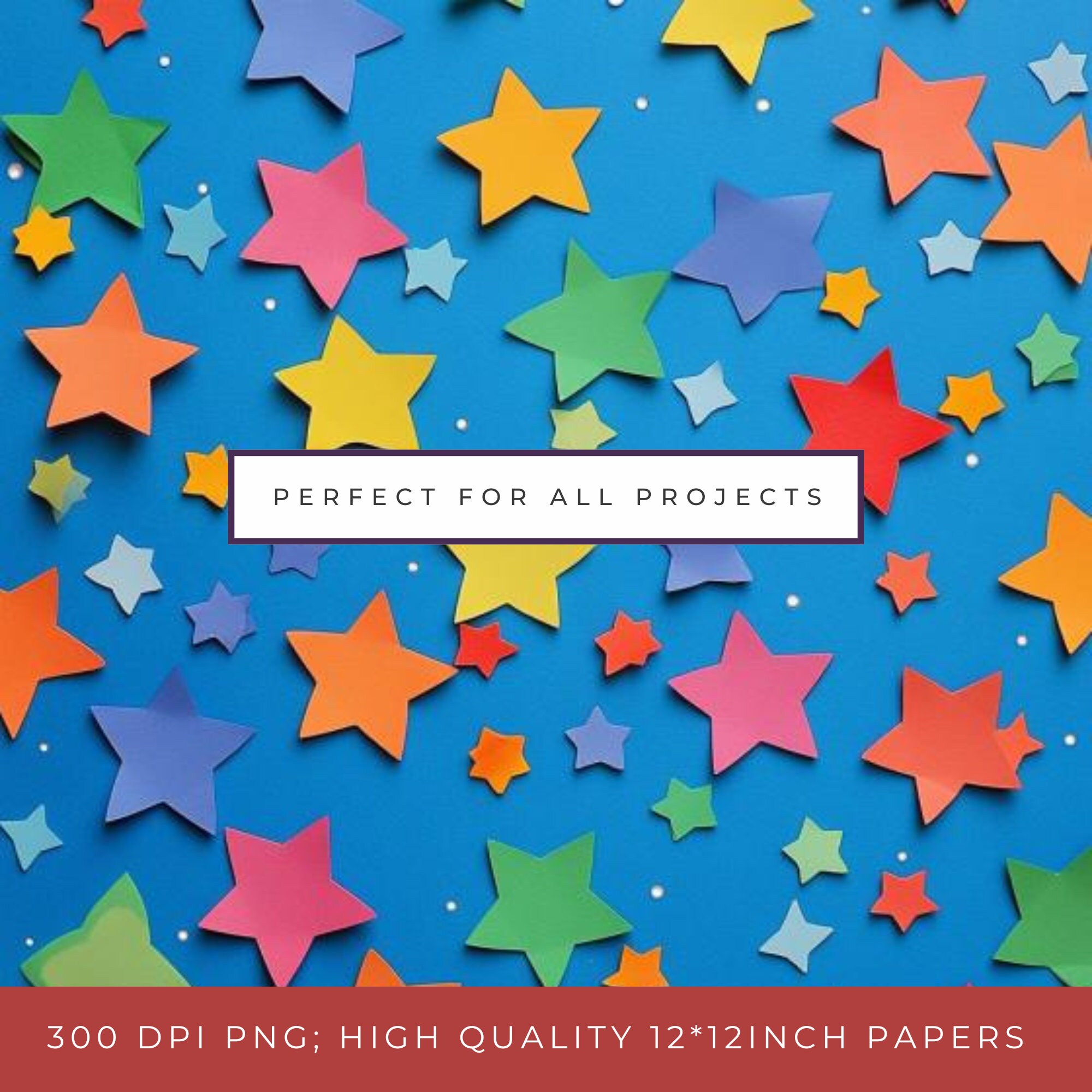 Rainbow Stars Digital Paper, 3D Rainbow Digital Paper, Bright Digital ...