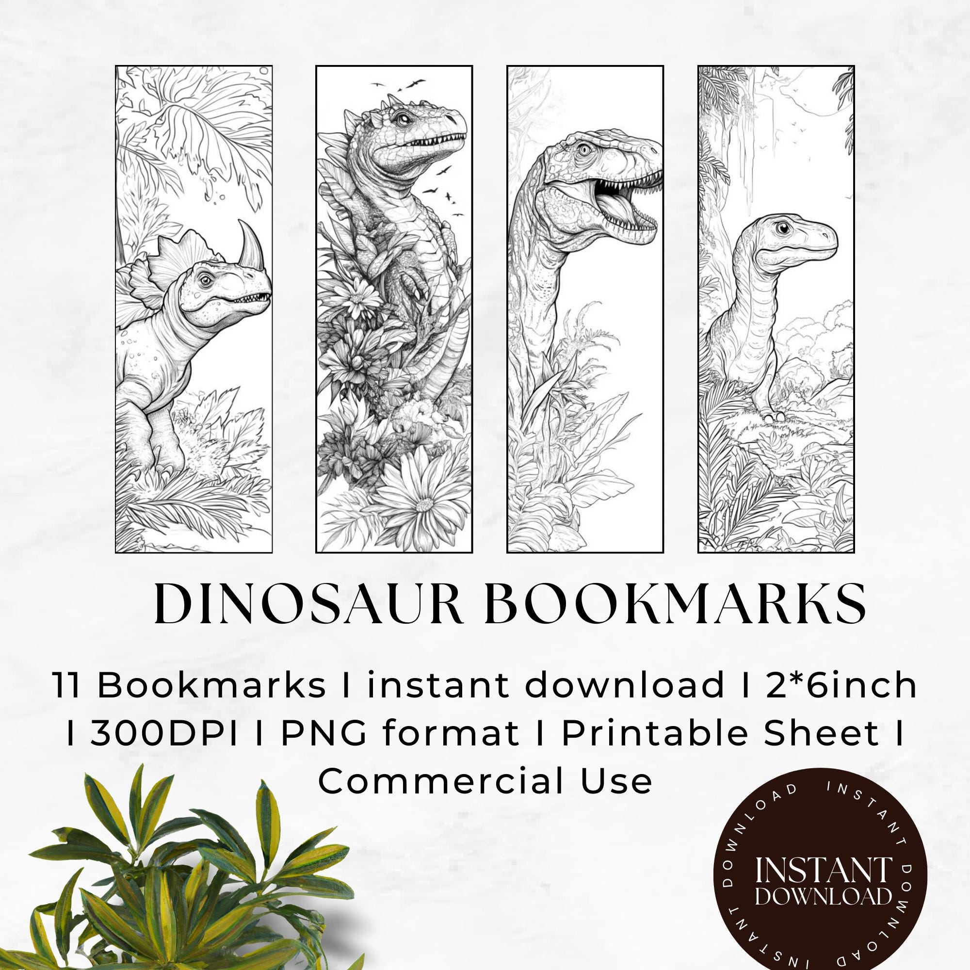 Dinosaur Coloring Bookmarks, Printable Bookmarks, Bookmark Coloring ...