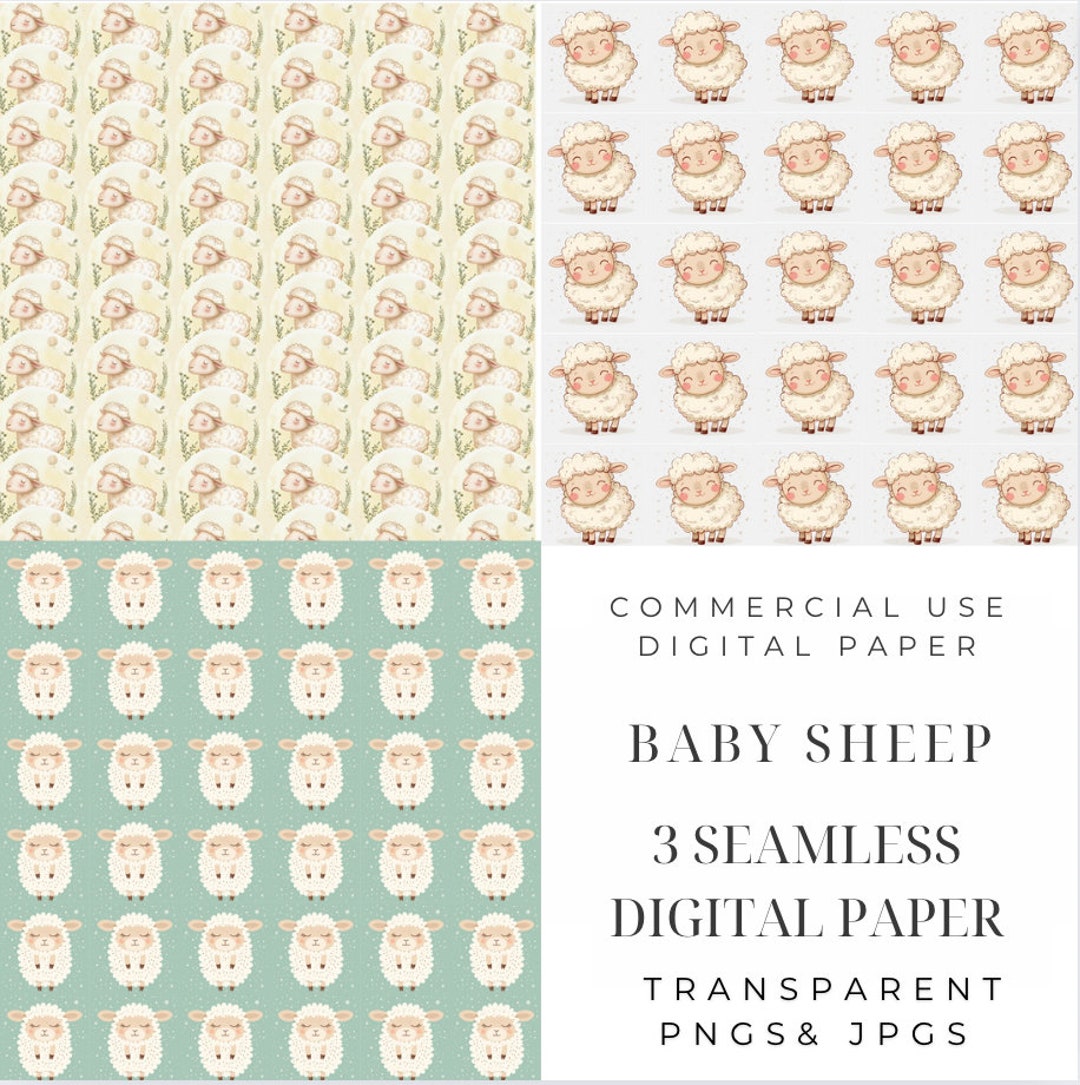 3 Baby Sheep SEAMLESS Digital Paper, Repeated Pattern Digital Paper ...