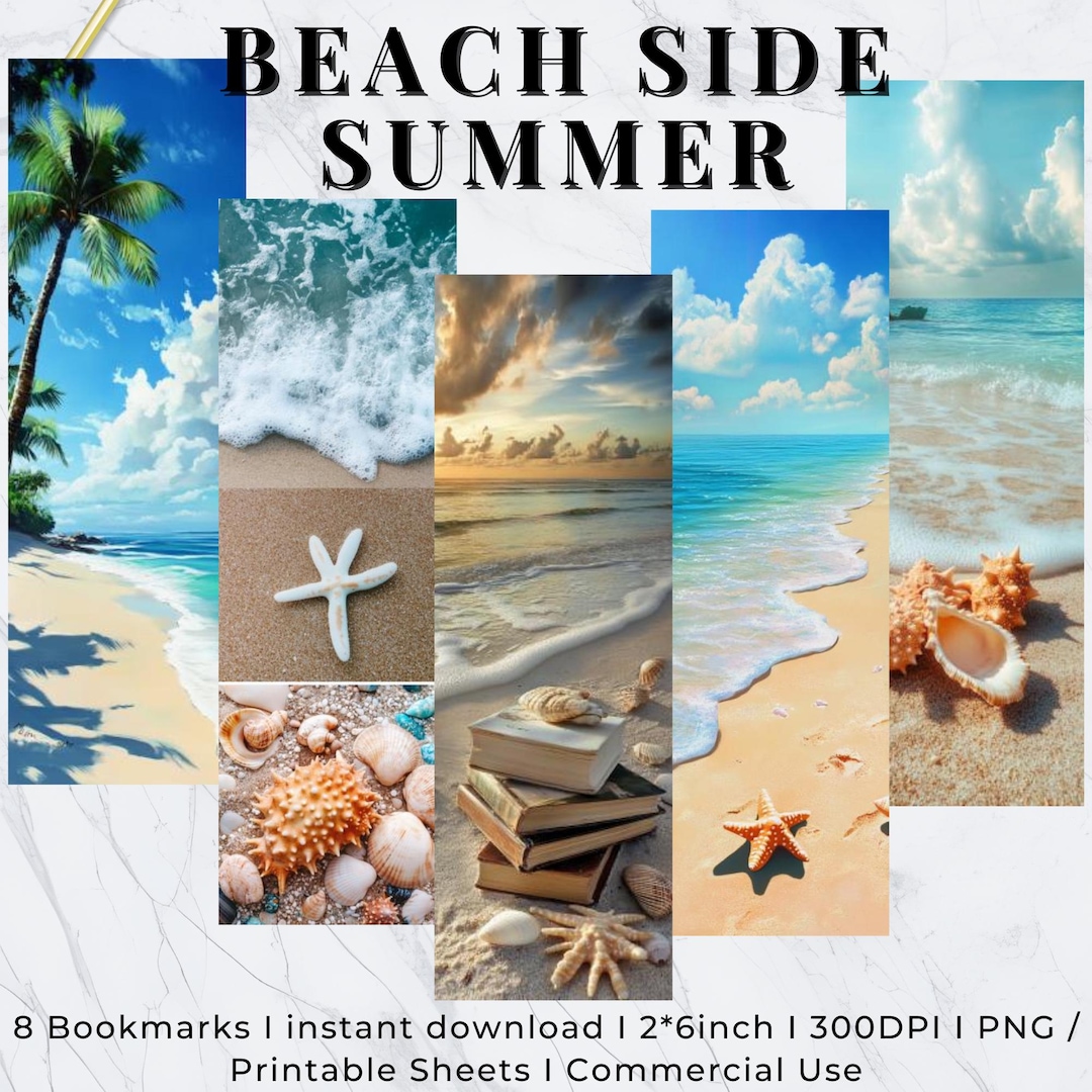 Beach Bookmarks, Summer Bookmarks, Tropical Summer Bookmarks, Printable ...