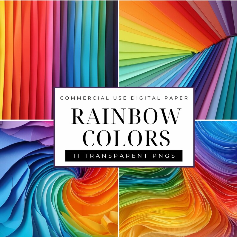 Watercolor Rainbow Digital Paper,rainbow Gradient Digital Paper, Bright ...