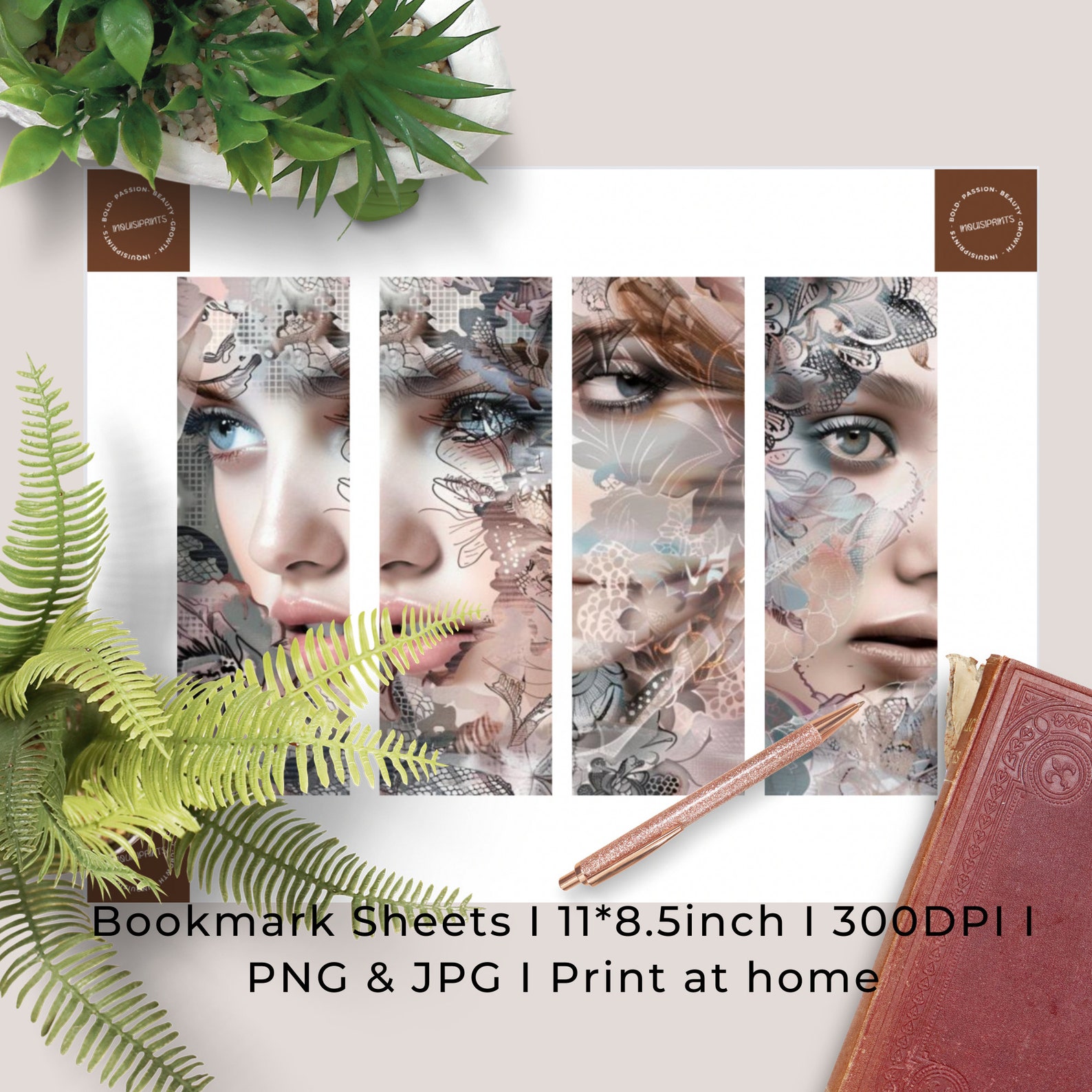 Beauty Bookmarks, Printable Bookmark Sheets, Bookmark Sublimation ...