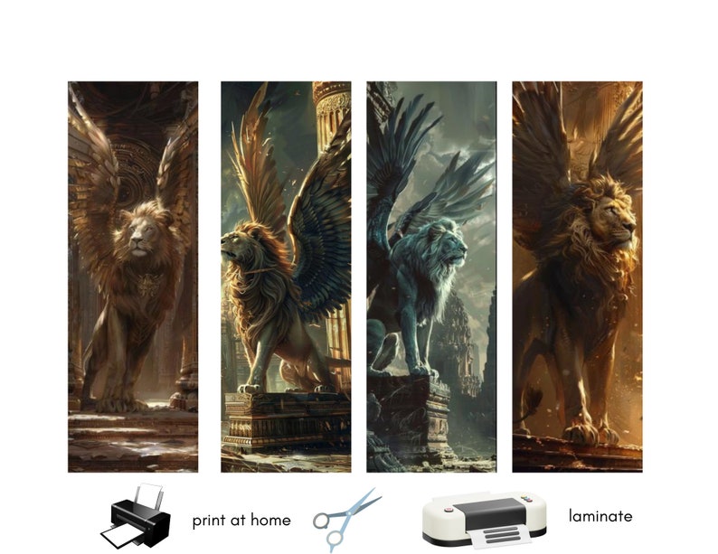 Winged Lion Bookmarks,guardian Lion, Ancient Temple,mythical Creature ...