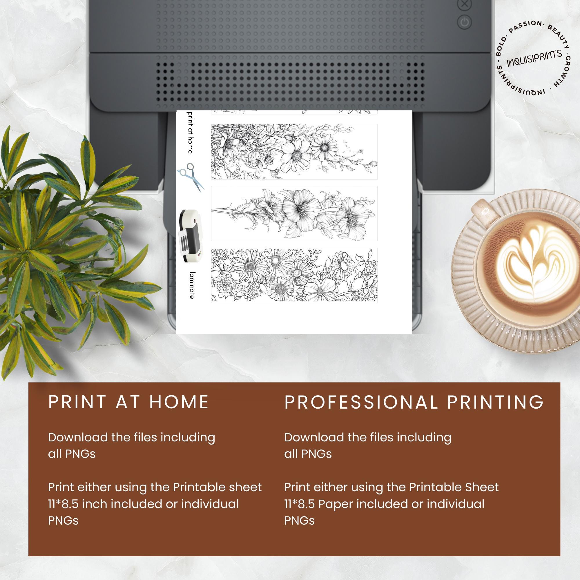 Floral Coloring Bookmarks,colorful Bookmarks, Coloring Bookmark, Kids ...