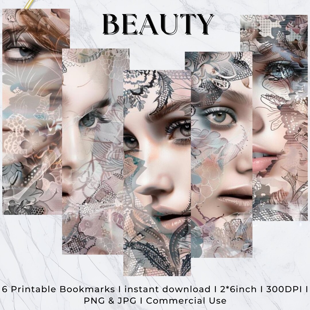 Beauty Bookmarks, Printable Bookmark Sheets, Bookmark Sublimation ...