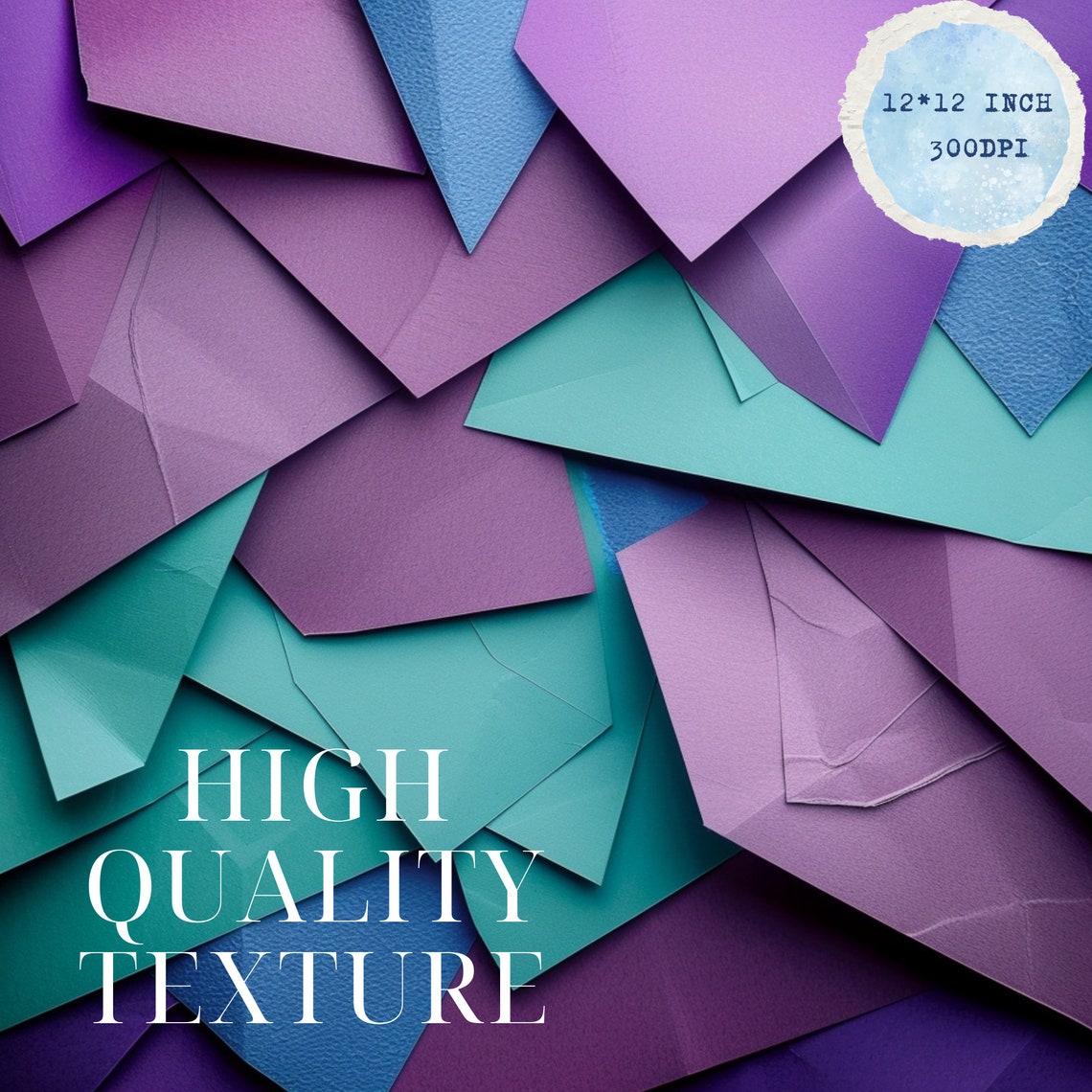 Teal and Purple Digital Paper, Junk Journal Paper, 12*12 Inch, Make-up ...