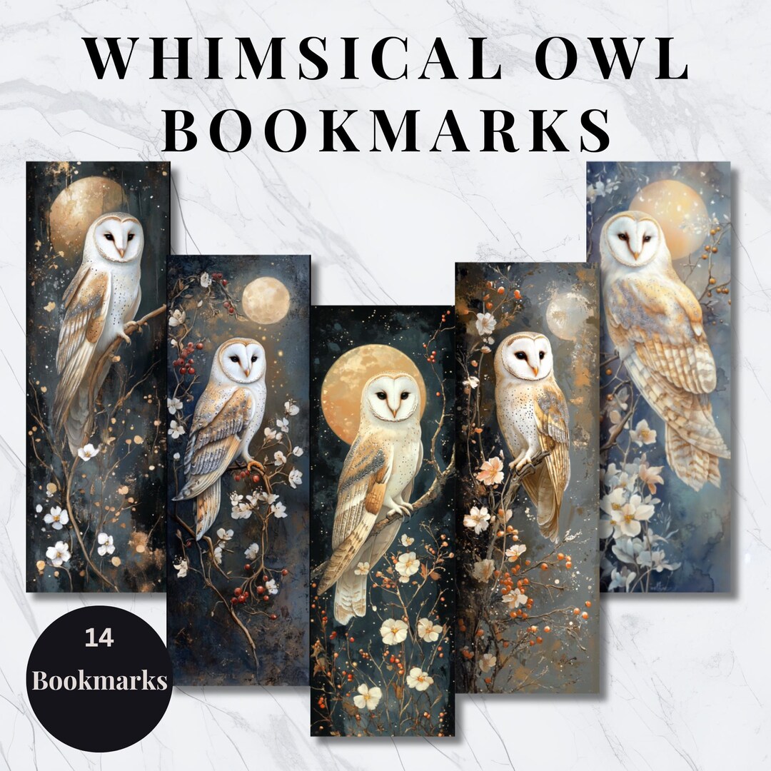 Whimsical Owls Bookmarks, Night Owl Bookmarks, Printable Bookmark ...