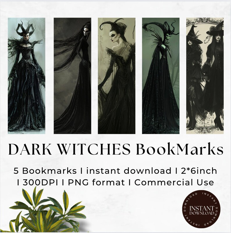 5 Ancient Black Witch Bookmarks, Halloween & Black Spell Bookmarks ...