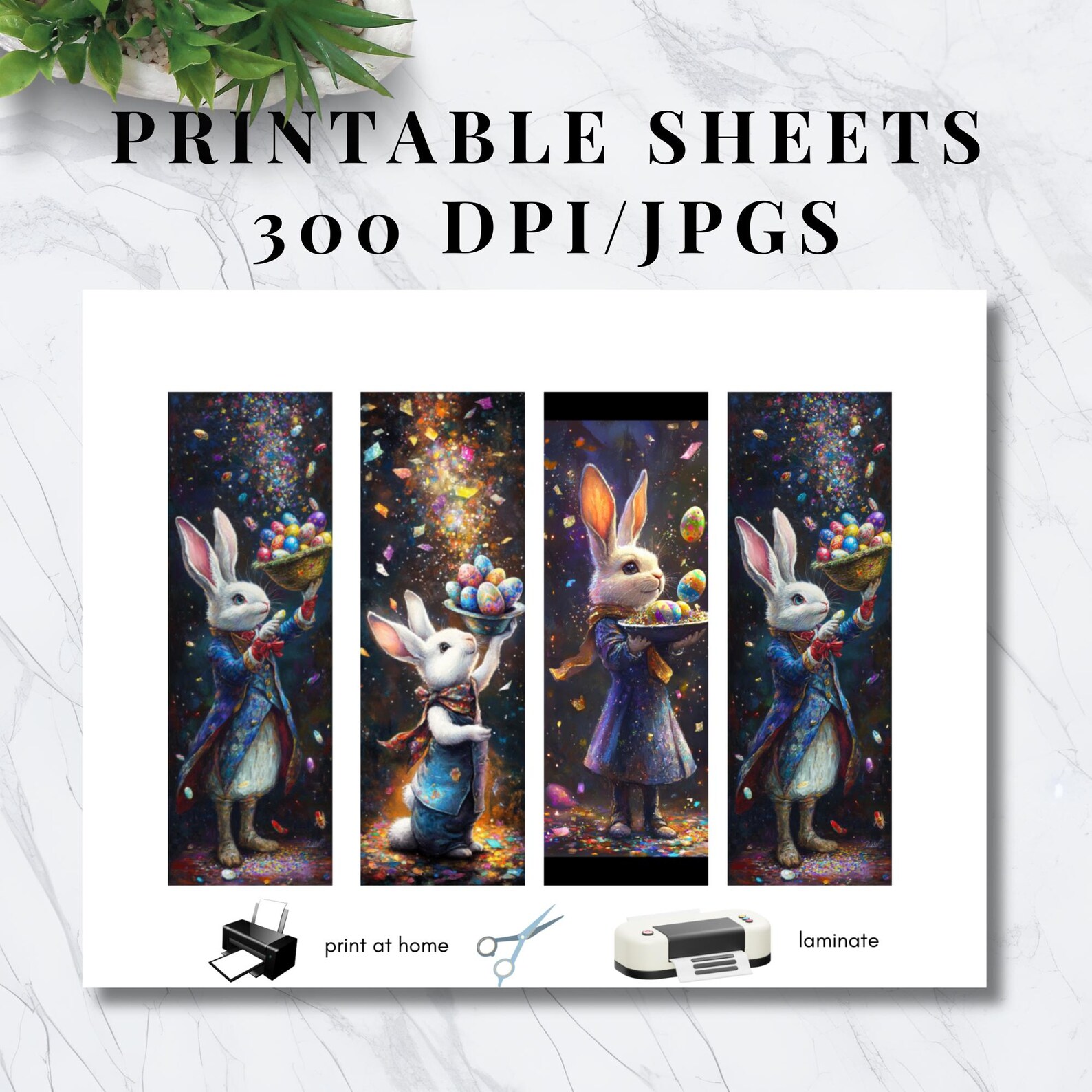 Easter Rabbits Bookmarks, Easter Bunnies Printable Bookmarks, Cute ...