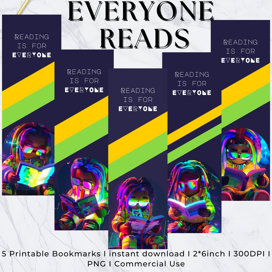Everyone Reads Bookmarks, Kids Bookmarks, Digital Download Bookmarks ...