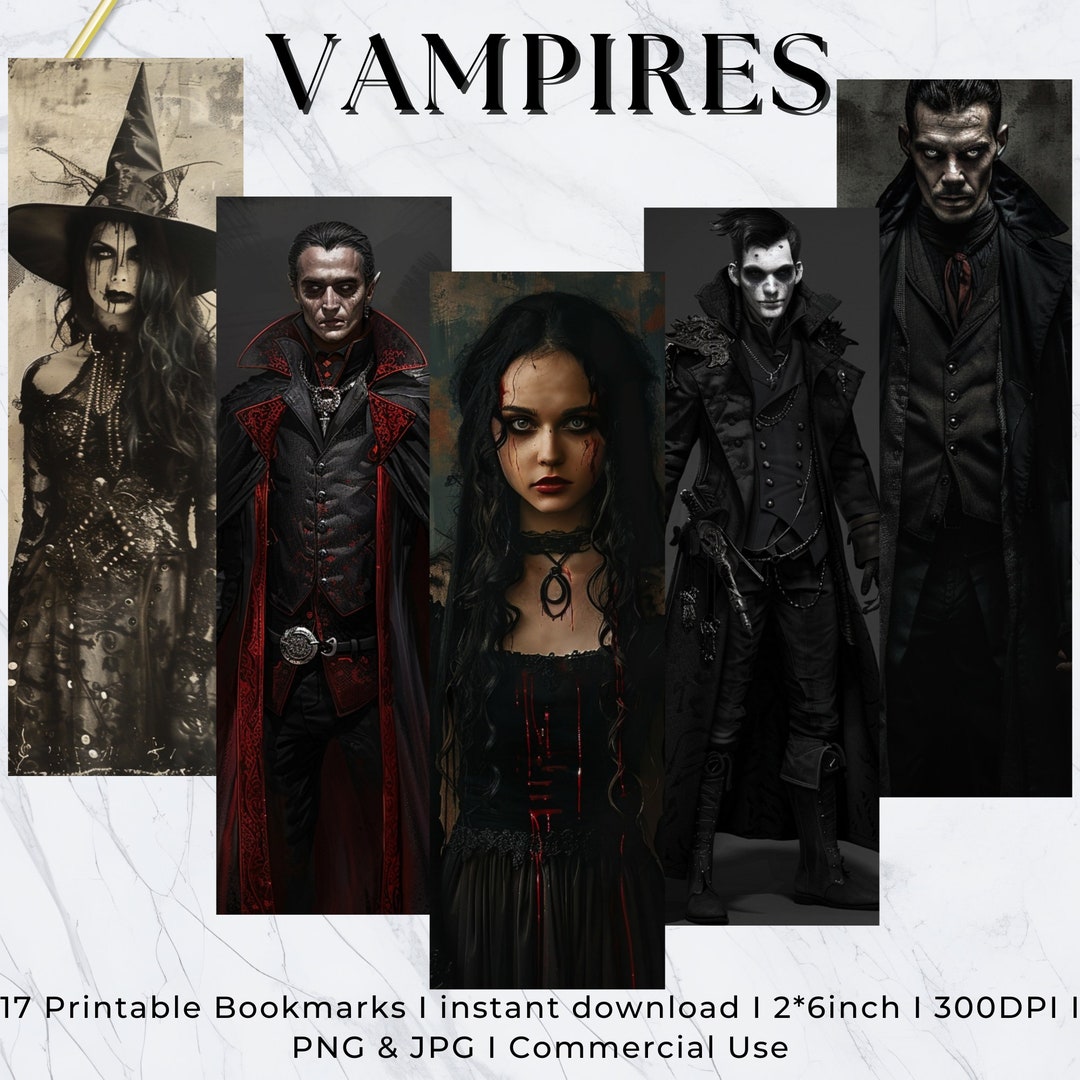 17 Vampire and Witch Bookmarks, Halloween & Dark Bookmarks, Horror ...