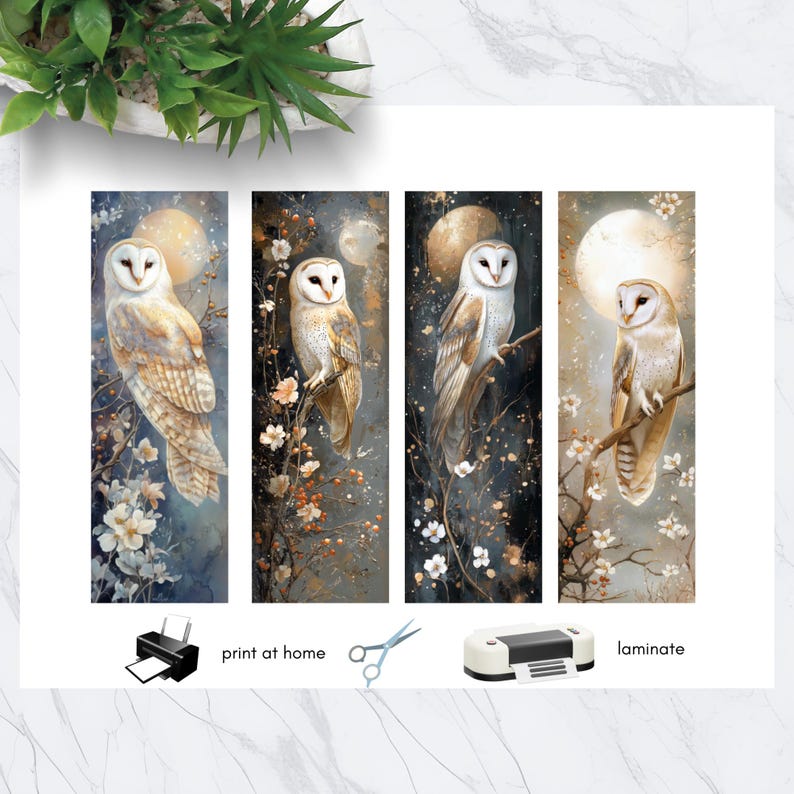 Whimsical Owls Bookmarks, Night Owl Bookmarks, Printable Bookmark ...
