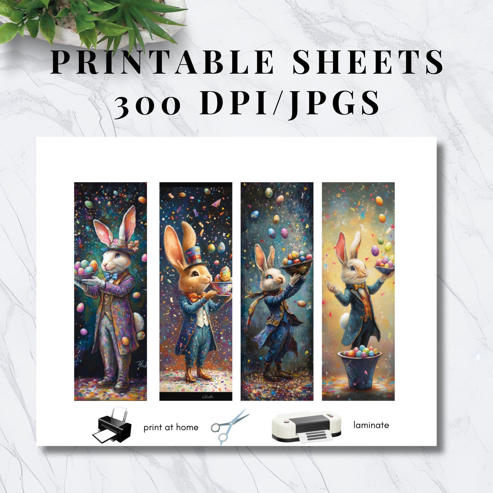 Easter Rabbits Bookmarks, Easter Bunnies Printable Bookmarks, Cute ...