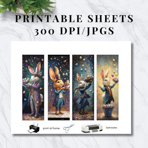 Easter Rabbits Bookmarks, Easter Bunnies Printable Bookmarks, Cute ...