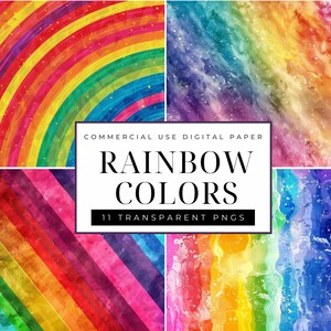 Watercolor Rainbow Digital Paper,rainbow Gradient Digital Paper, Bright ...
