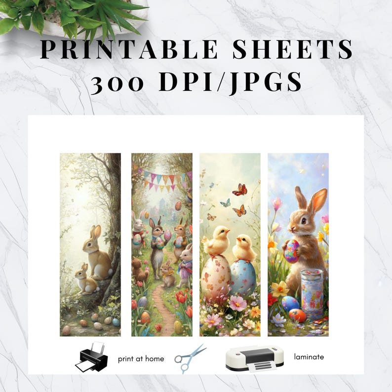 20 Easter Printable Bookmarks - Digital Download JPG Bookmark Sheets ...