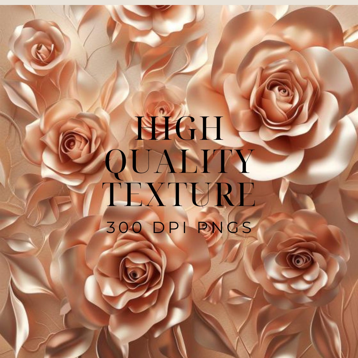 Rose Gold Digital Paper, 3D Rose Gold Journal Paper, Rose Gold ...