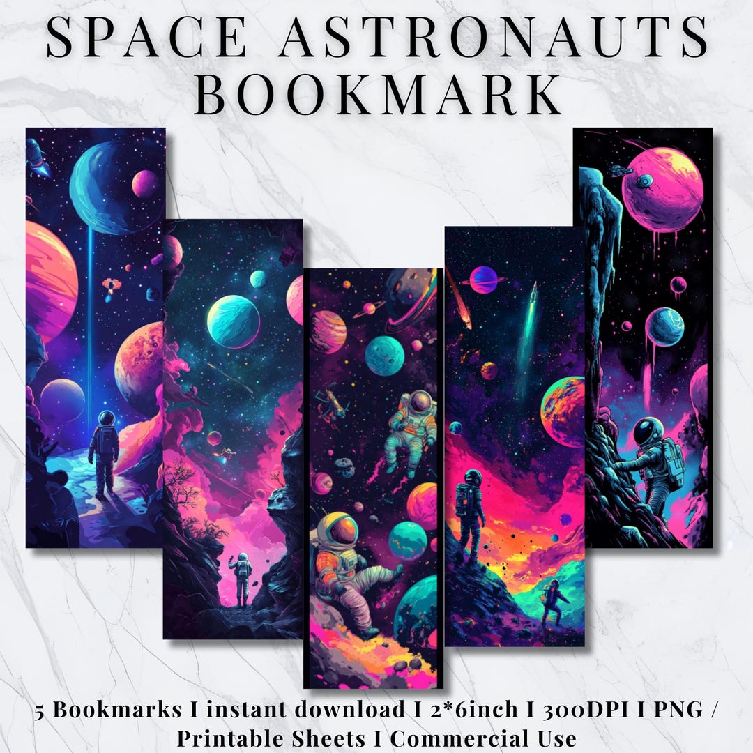 Astronaut Bookmarks, Spacekids Bookmarks, Printable Bookmark Sheets ...