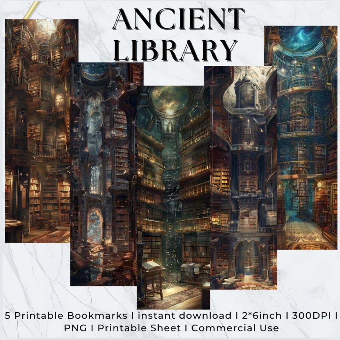 Magical Library Bookmarks, Ancient Enchanted Book Shelf, Ancient ...