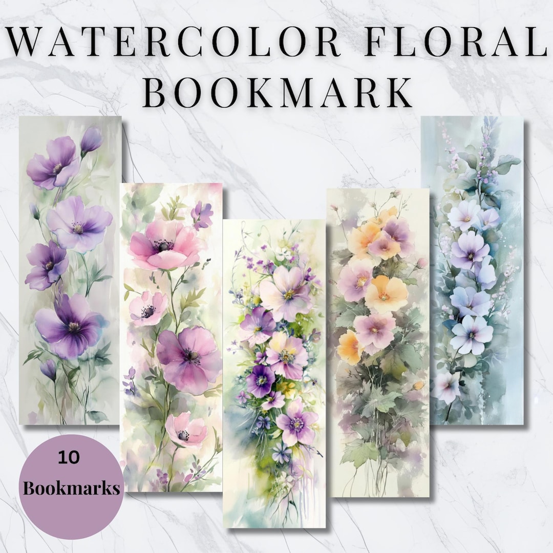 Watercolor Floral Bookmarks, Floral Bookmarks, Printable Floral ...