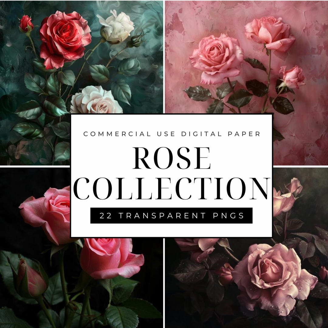 Rose Digital Paper, Floral Digital Paper, Elegant Roses, Scrapbook ...