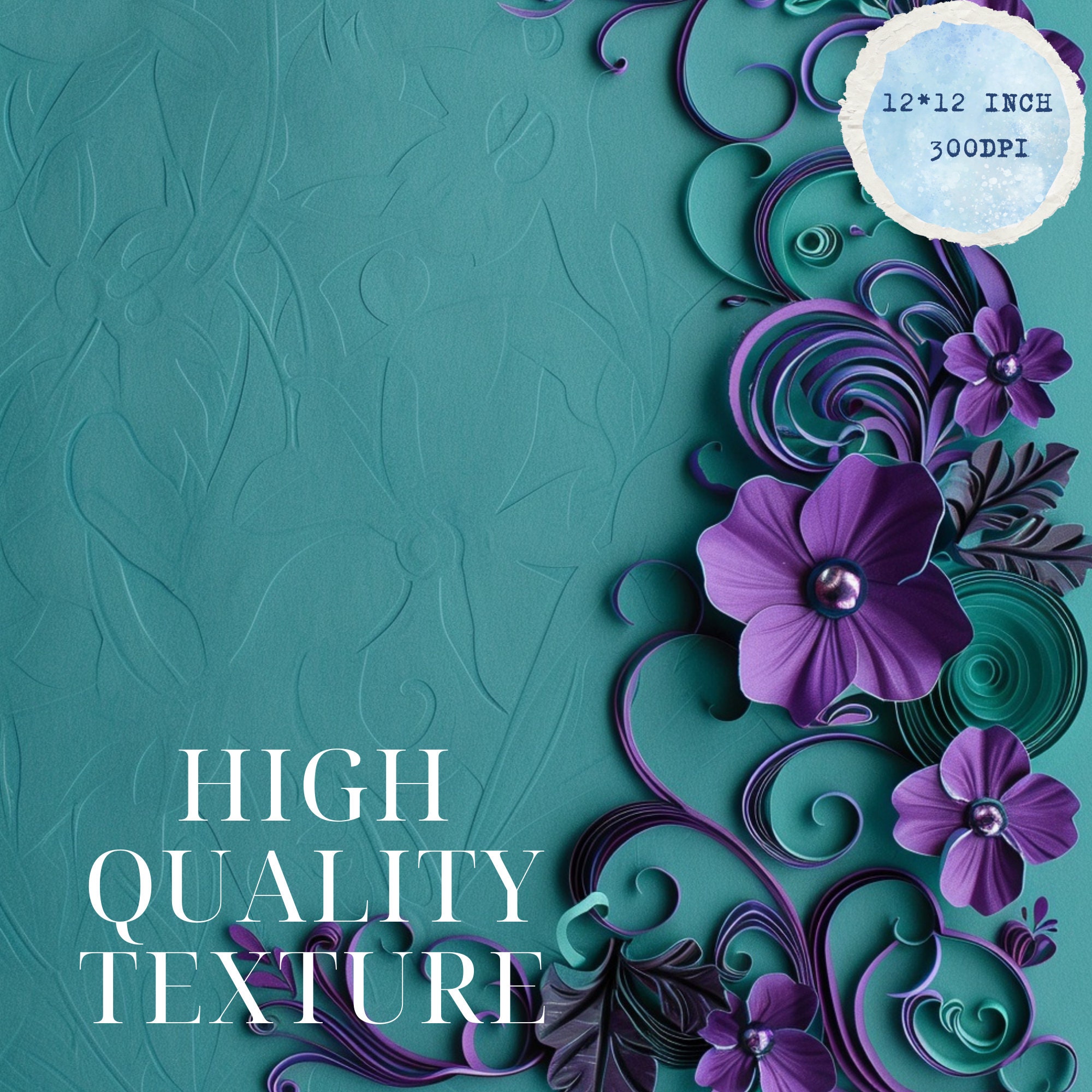 Teal and Purple Digital Paper, Junk Journal Paper, 12*12 Inch, Make-up ...