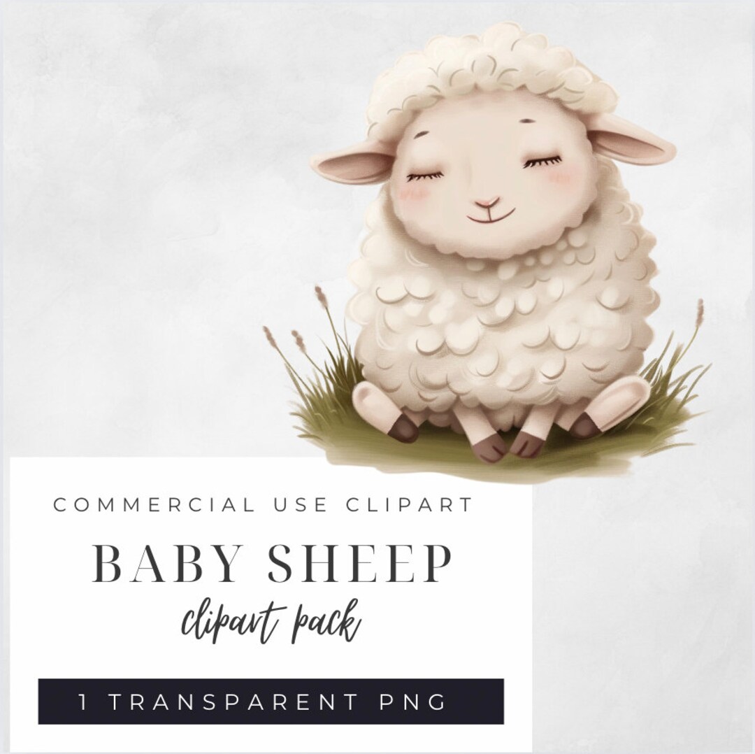 1 Watercolor Baby Sheep Clipart, Cute Baby Sheep Sleeping, Scrapbook ...