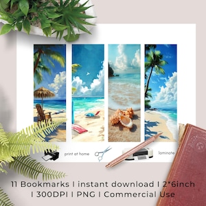 Beach Bookmarks, Summer Bookmarks, Tropical Summer Bookmarks, Printable ...