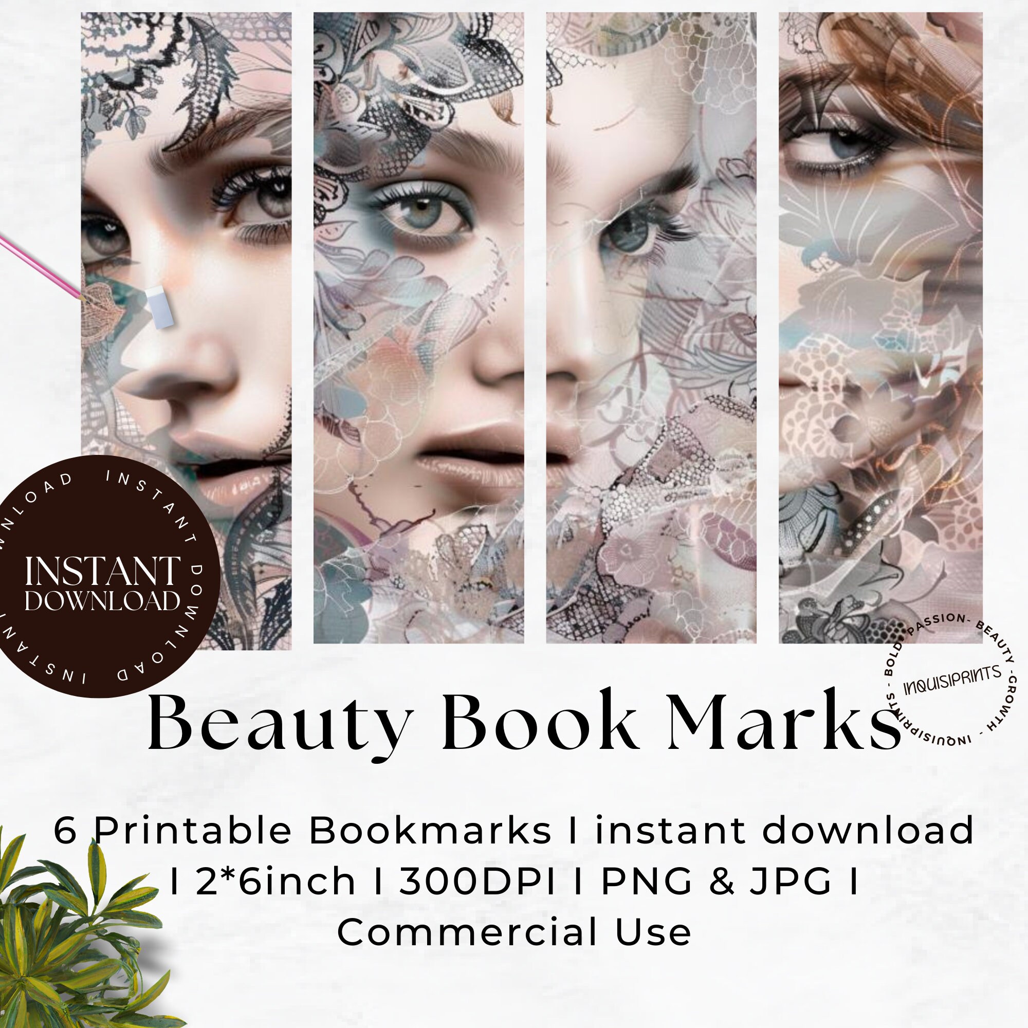 Beauty Bookmarks, Printable Bookmark Sheets, Bookmark Sublimation ...