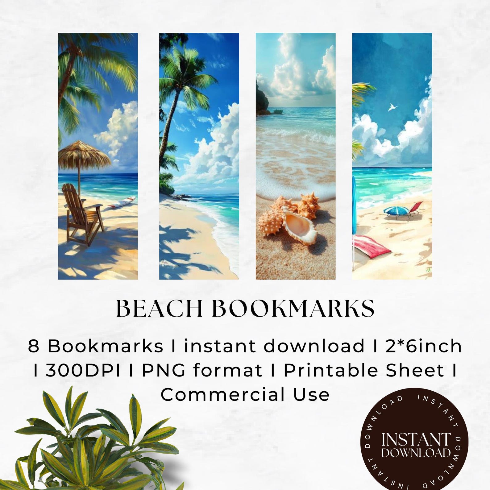 Beach Bookmarks, Summer Bookmarks, Tropical Summer Bookmarks, Printable ...