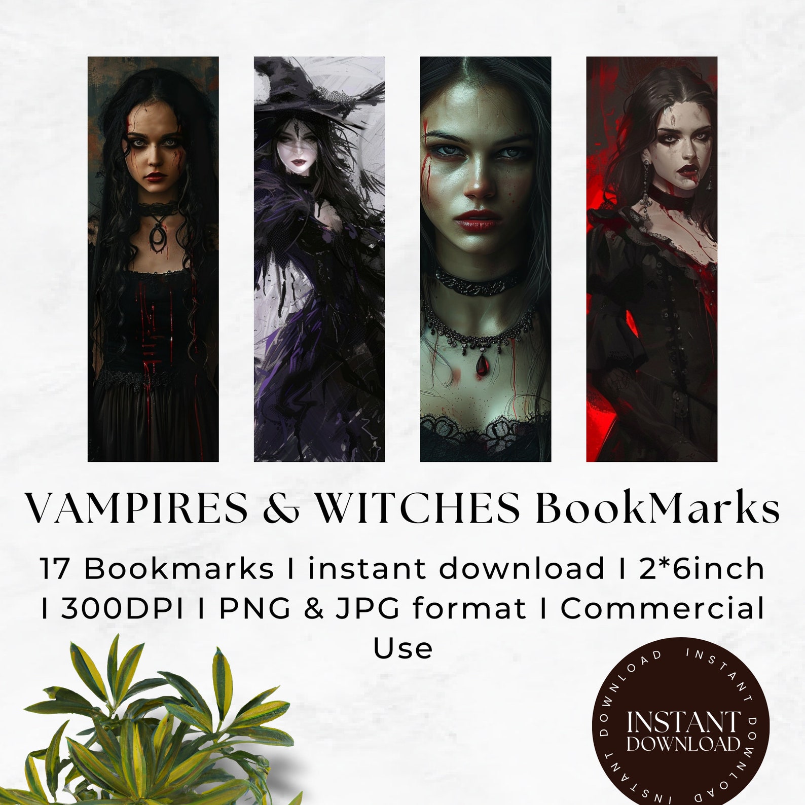 17 Vampire and Witch Bookmarks, Halloween & Dark Bookmarks, Horror ...