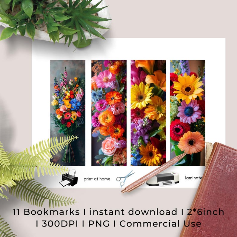 Floral Bookmarks, Authentic Bookmarks, Colorful Bookmarks, Bright ...