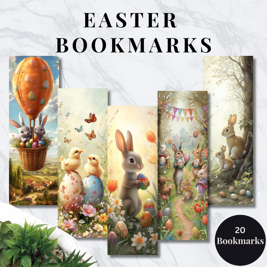 20 Easter Printable Bookmarks - Digital Download JPG Bookmark Sheets ...