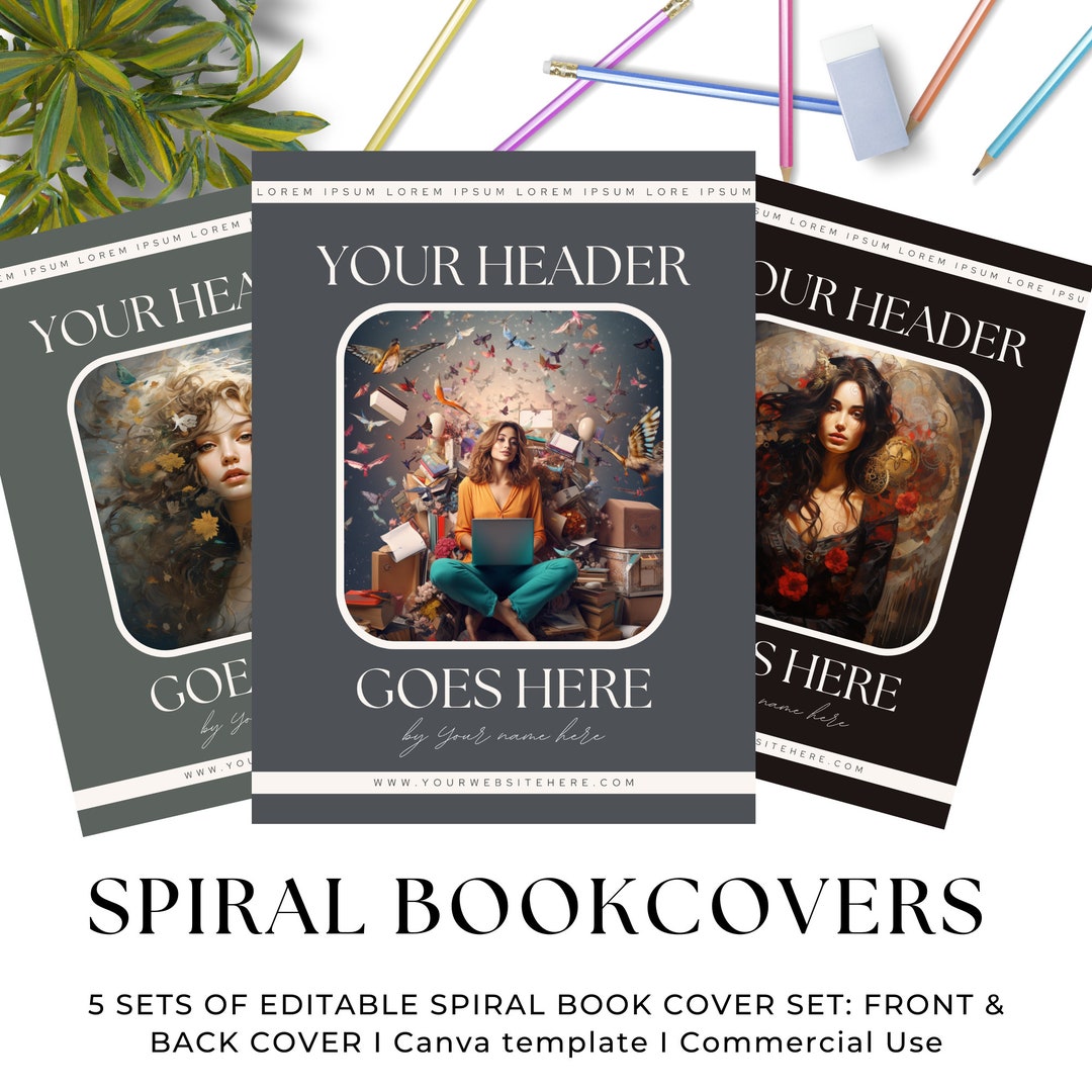 5 Editable Spiral Book Cover Templates, Bold and Luxurious Spiral Book ...