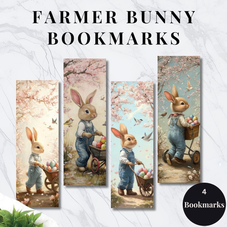 Farmer Bunny Bookmarks, Easter Bunny Printable Bookmarks, Reading ...