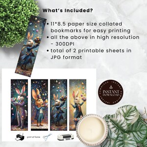 Easter Rabbits Bookmarks, Easter Bunnies Printable Bookmarks, Cute ...