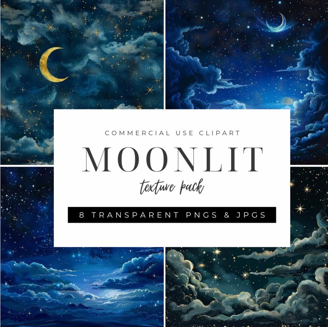 Moonlit Digital Paper, Junk Journal Paper,12*12 Inch, Moonlight,moon ...