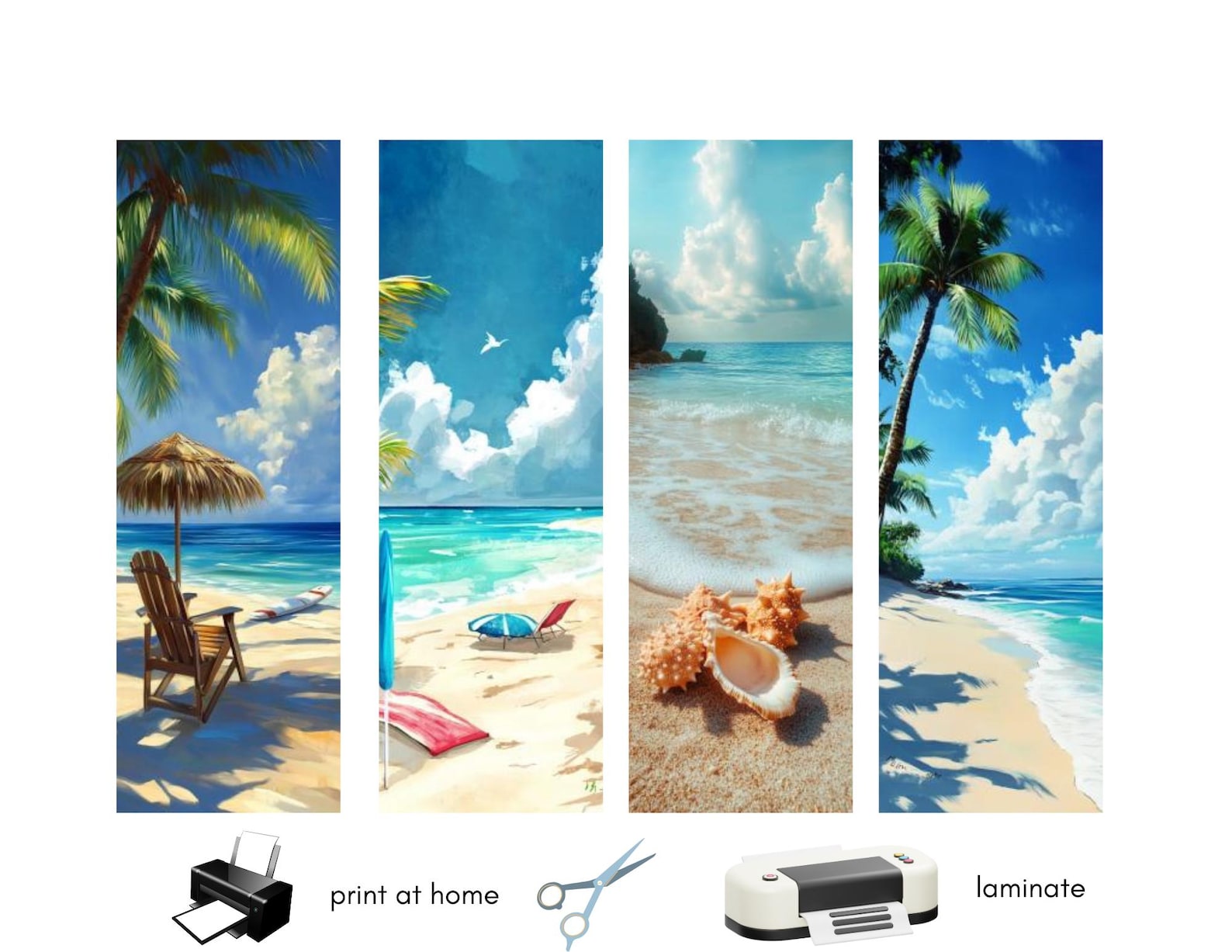 Beach Bookmarks, Summer Bookmarks, Tropical Summer Bookmarks, Printable ...