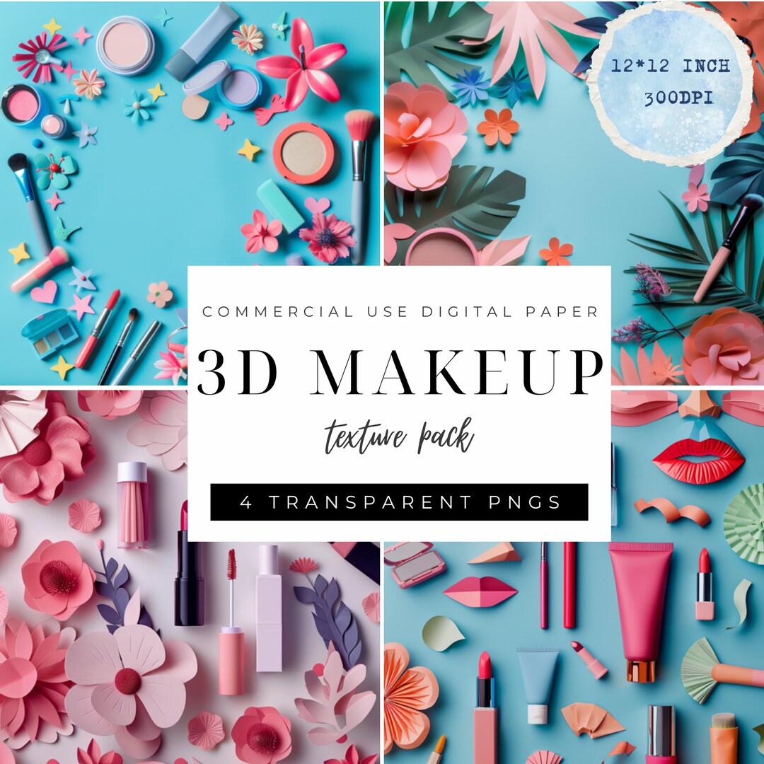 3D Digital Paper, Junk Journal Paper, 12*12 Inch, Make-up Scrapbook ...