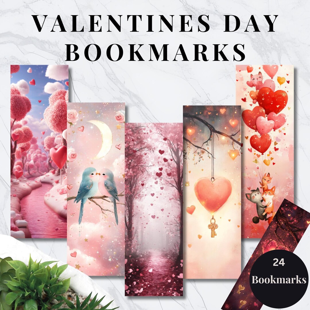 Valentine's Day Bookmarks, Cute Heart Bookmarks, Printable Valentine's ...