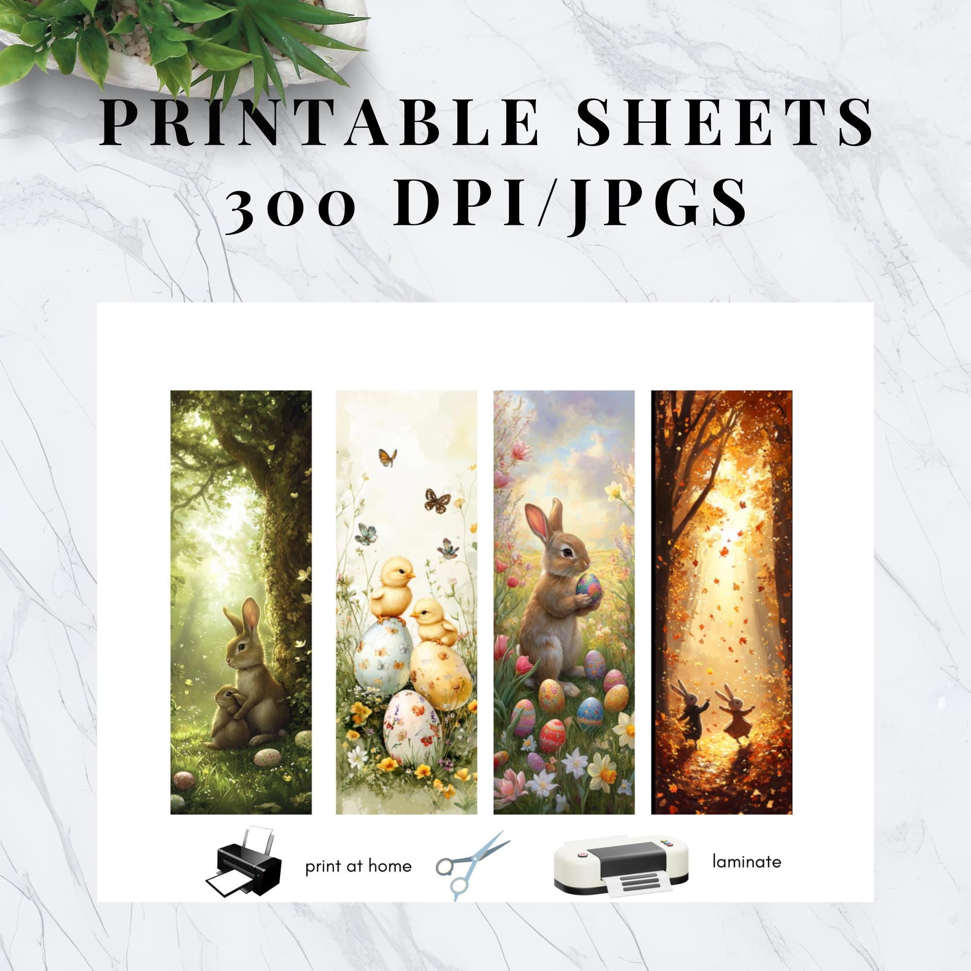 20 Easter Printable Bookmarks - Digital Download JPG Bookmark Sheets ...